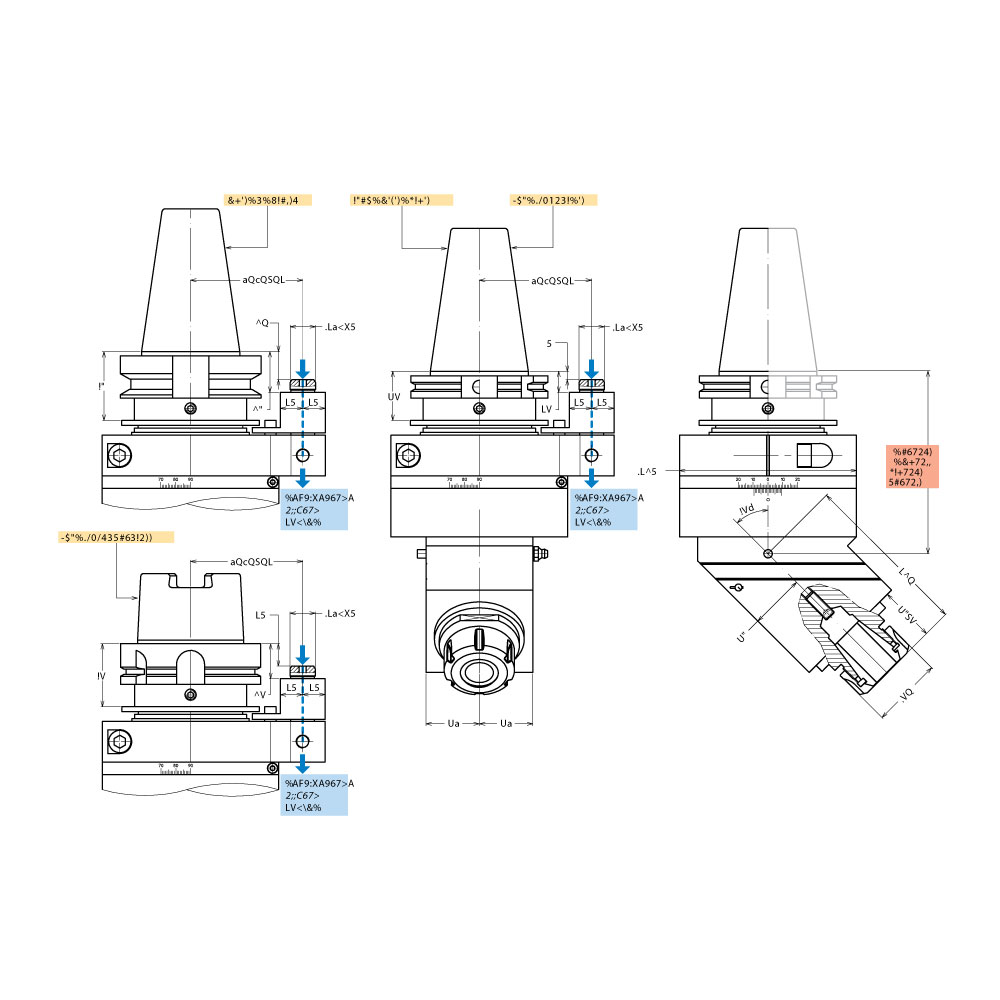 45° ANGLE HEAD TYPE A32-HSK100-45 - OUTPUT - ER32 COLLET DIN 6499/B ...